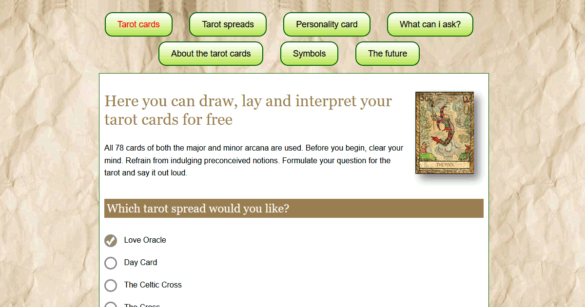 Tarot - Personality Card